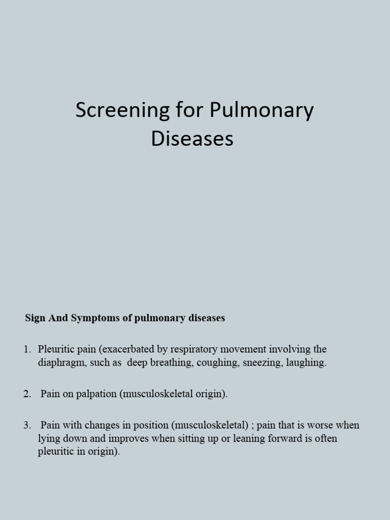 Pulmonary System Screening | PDF | Chronic Obstructive Pulmonary ...