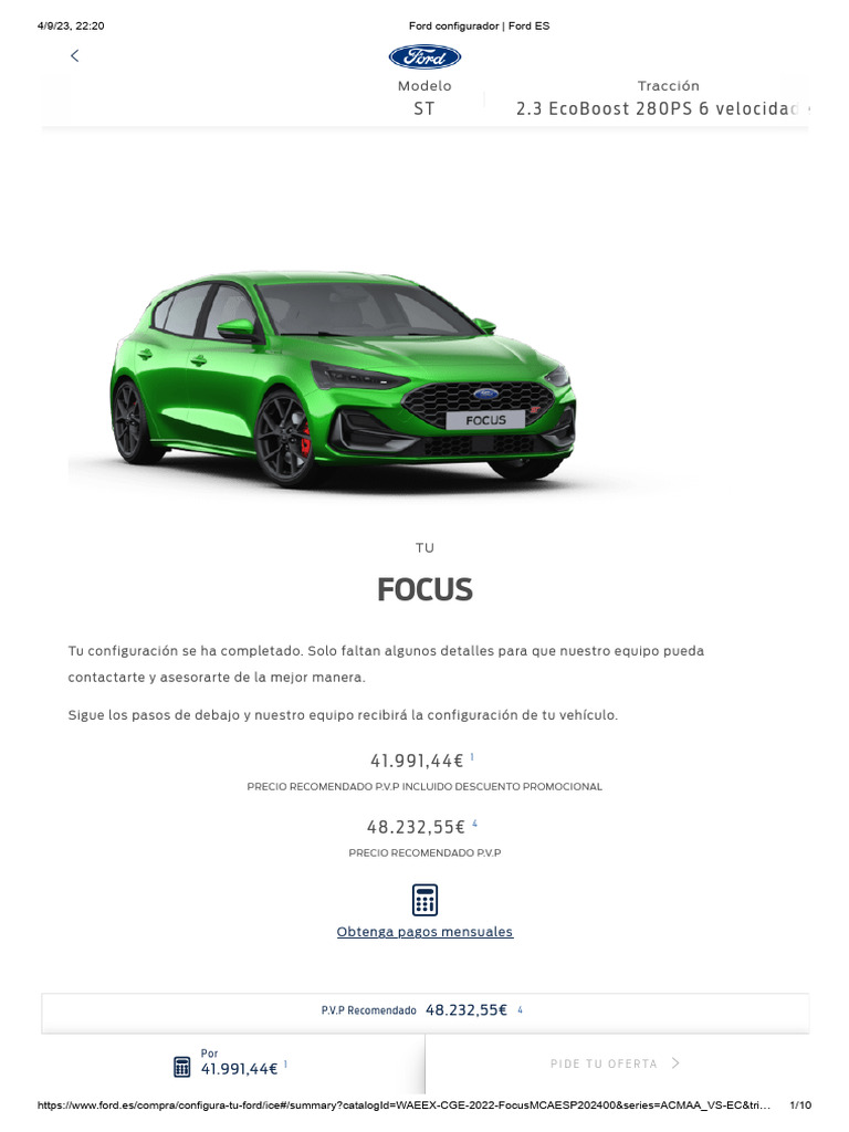 Ford Focus ST 2.3 EcoBoost 280 CV - 41.991,44 - 04-09-2023 | PDF