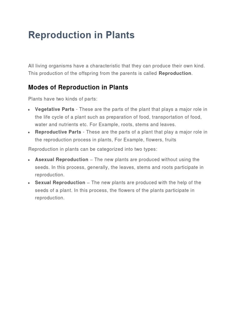 Reproduction in Plants 7th Grade | PDF | Plant Reproduction | Pollination