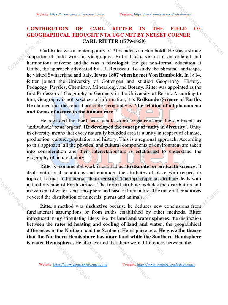 Contribution of Carl Ritter - Netset - Corner | PDF | Geography | Europe