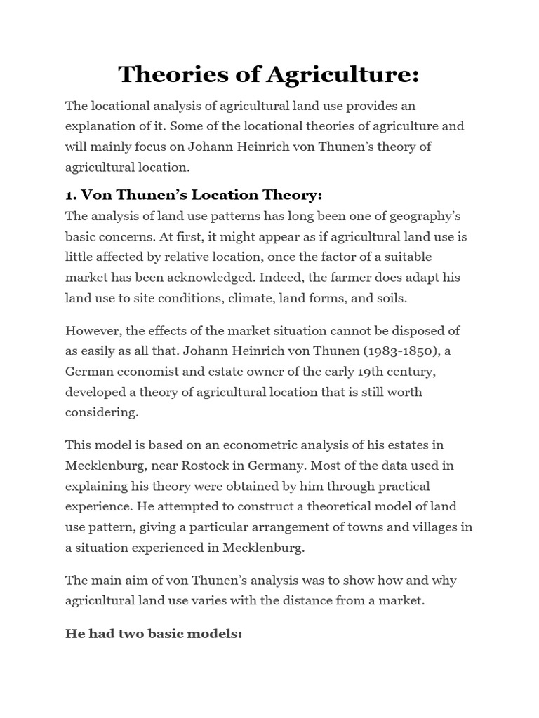 Von Thunens Model | PDF | Agriculture | Market (Economics)
