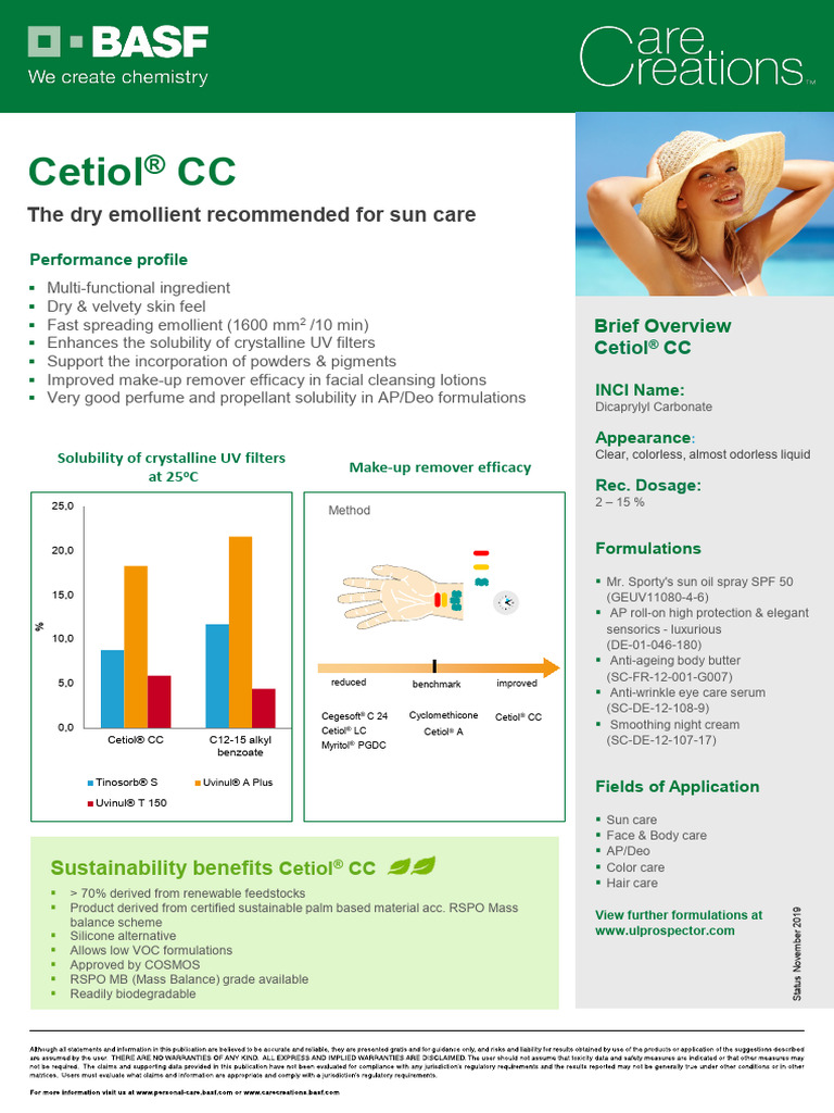 Cetiol CC (OPP) | PDF | Cosmetics | Chemistry