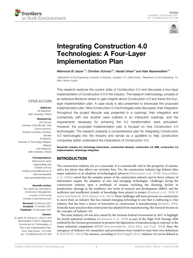 Construction 4.0: Four-Layer Plan | PDF | Internet Of Things | Building ...