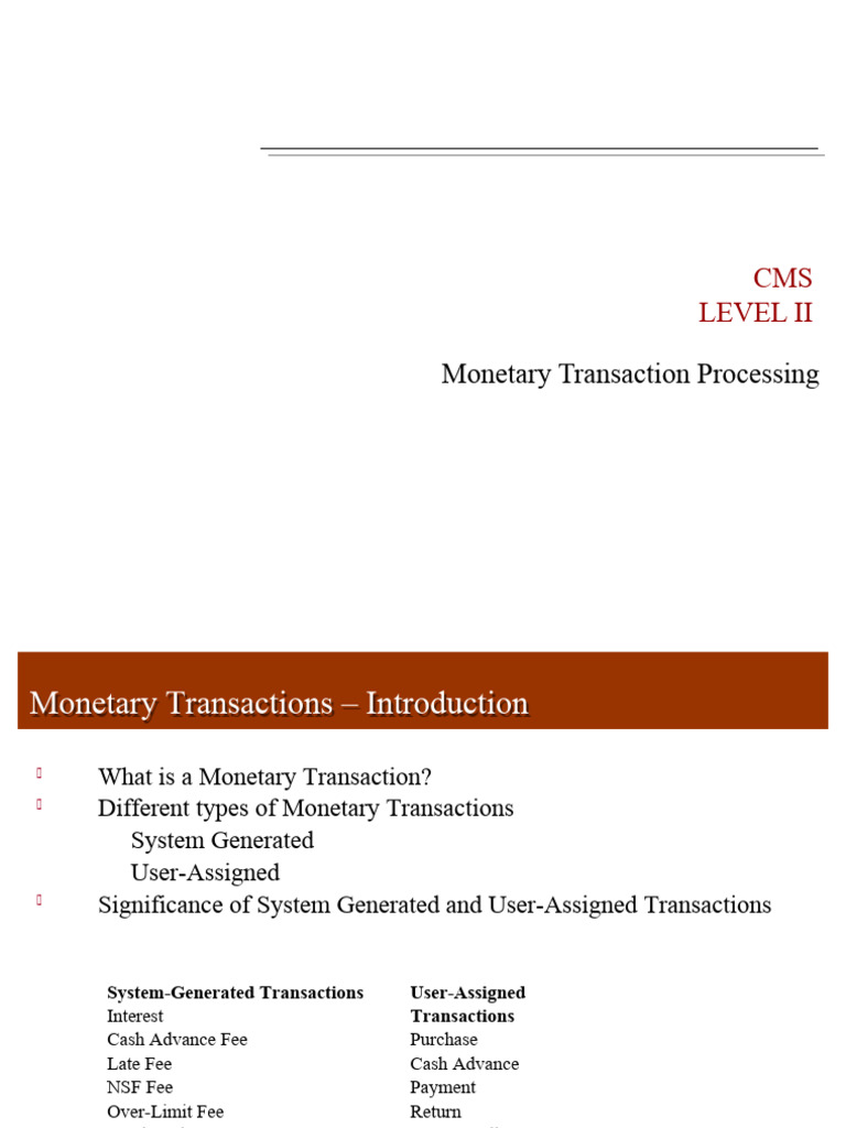CMS Level II - Monetary Transaction Processing | PDF | Credit Card ...
