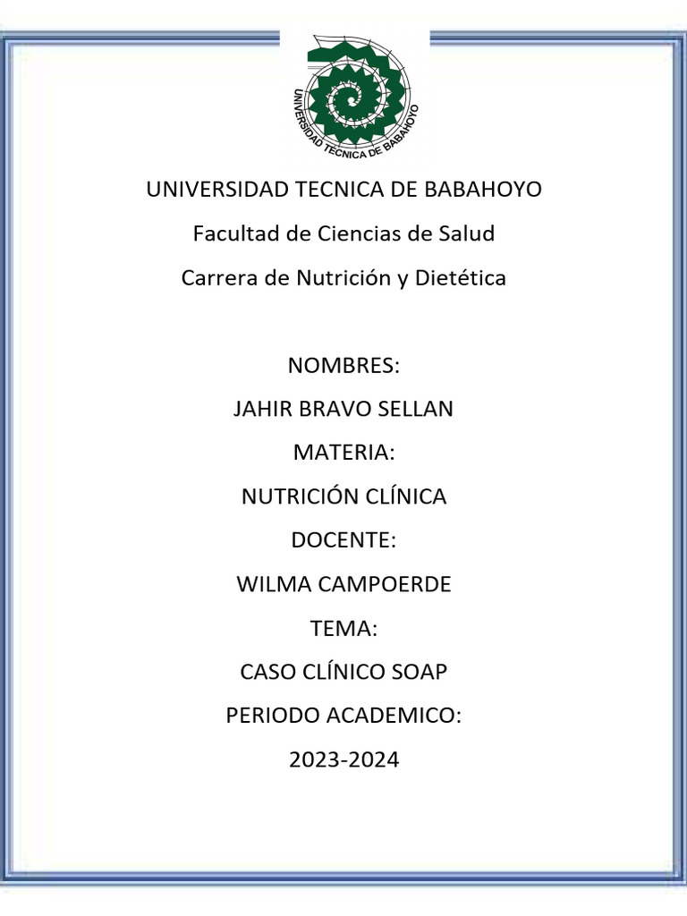 Caso Clínico Soap | Descargar gratis PDF | Caloría | Abdomen Caso Clínico Soap | Descargar gratis PDF | Caloría | Abdomen