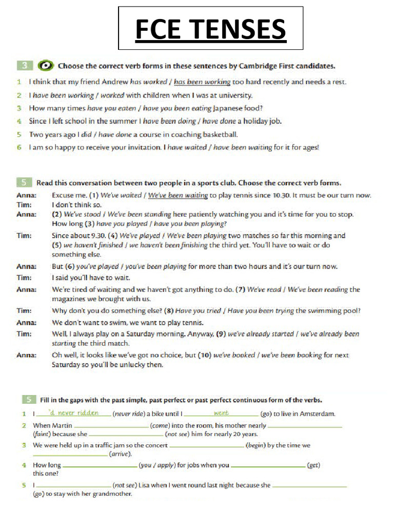 FCE TENSES | PDF