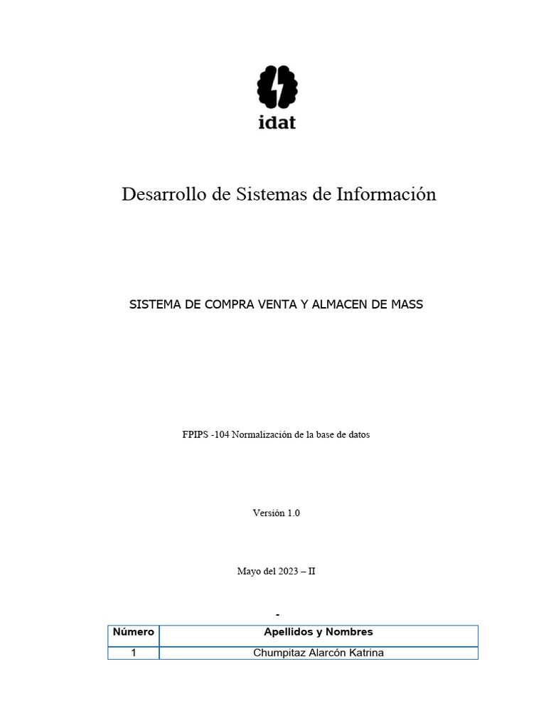 FPIPS-104 Normalización de La Base de Datos | PDF | Ciencias de la ...