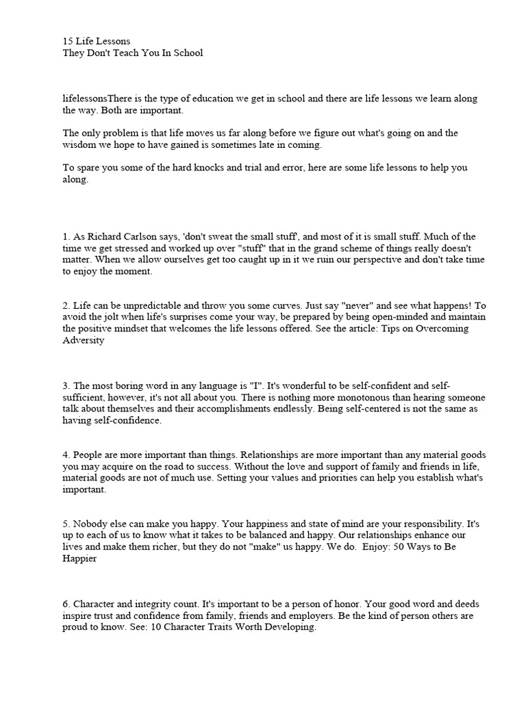 15 Life Lessons | Download Free PDF | Destiny | Ralph Waldo Emerson