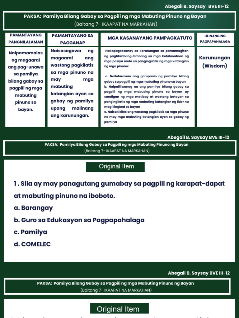 Saysay One Item - Revised | PDF