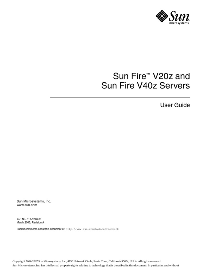 Sun Fire V20z and Sun Fire V40z Servers: User Guide | PDF | Bios ...