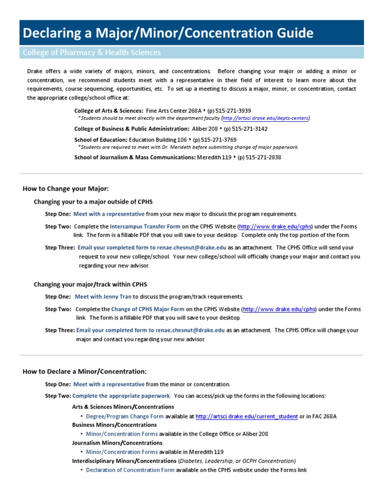 Major, Minors, Concentrations | PDF | Communication