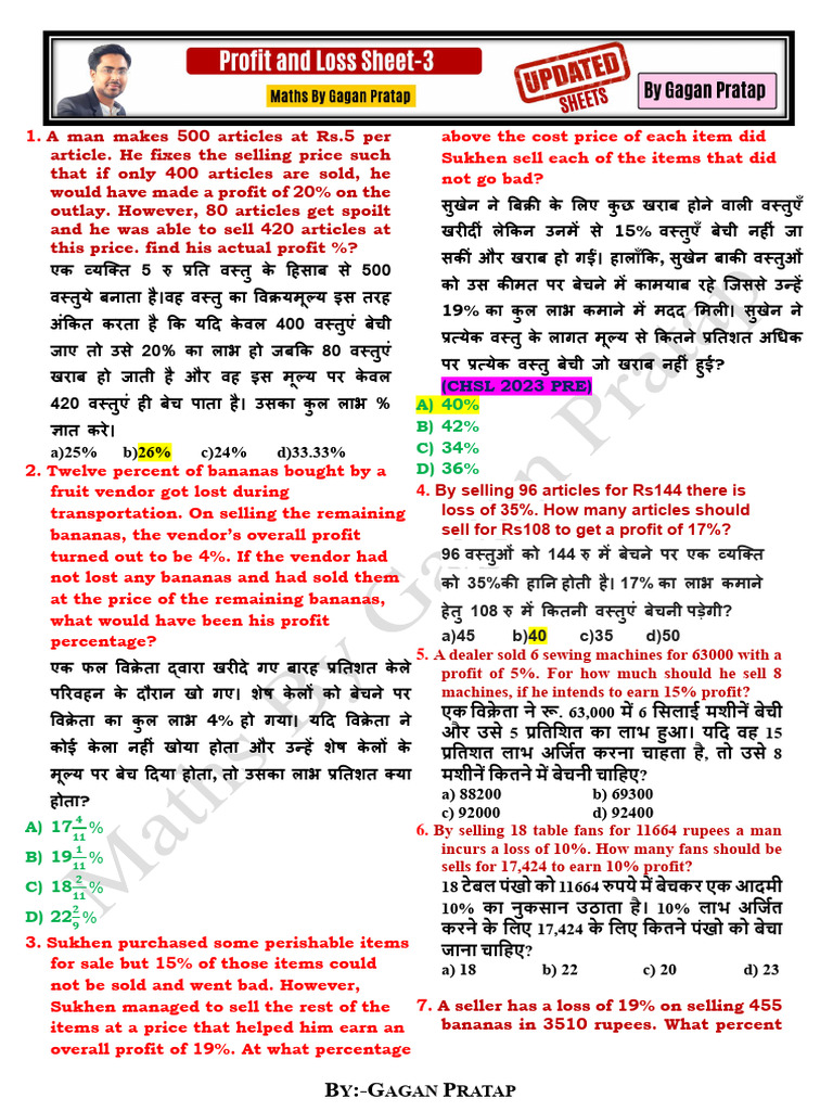 Profit and Loss Sheet-3 - Crwill | PDF