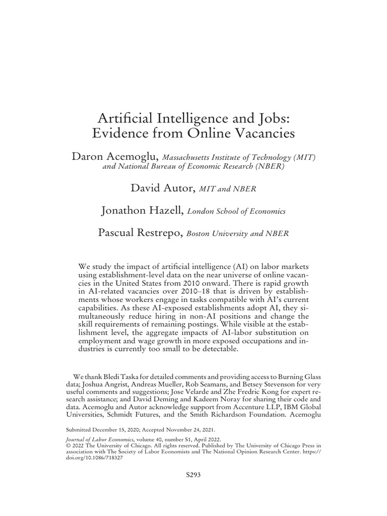 AI - USA - Acemoglu Et Al 2022 Artificial Intelligence and Jobs ...