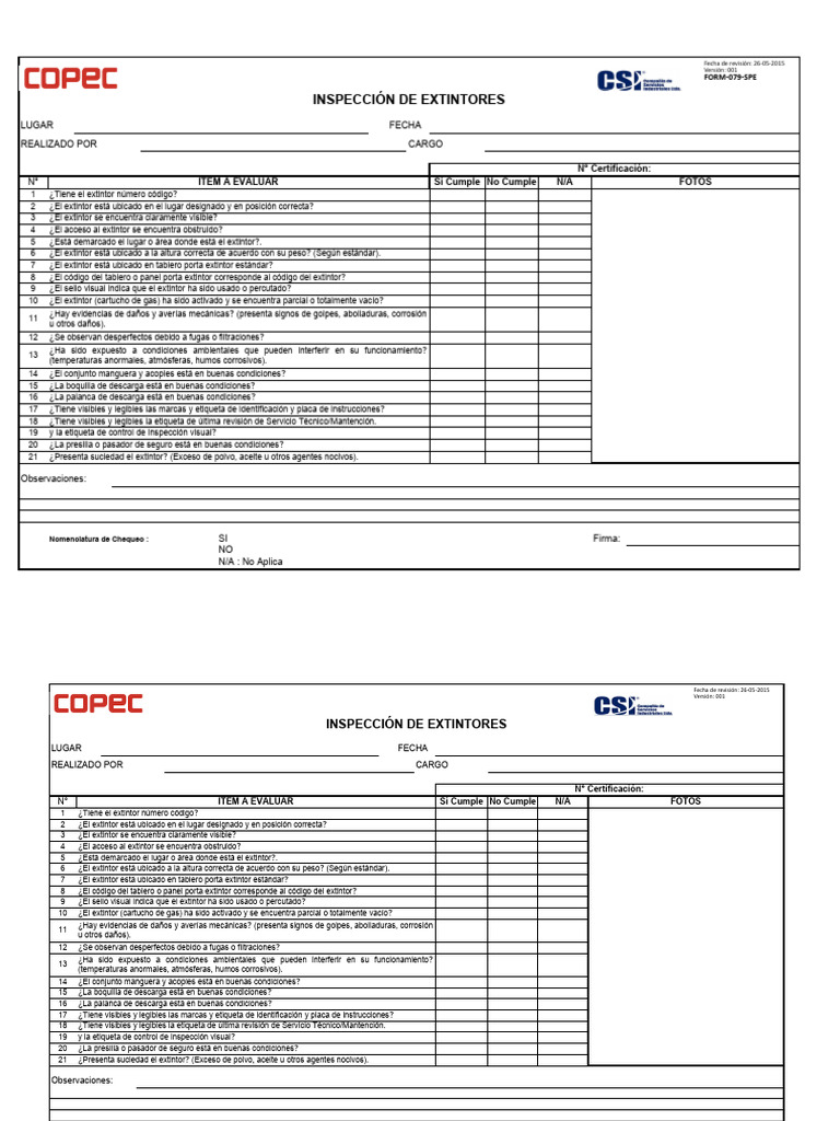 13. Inspección de extintores | PDF | Materiales