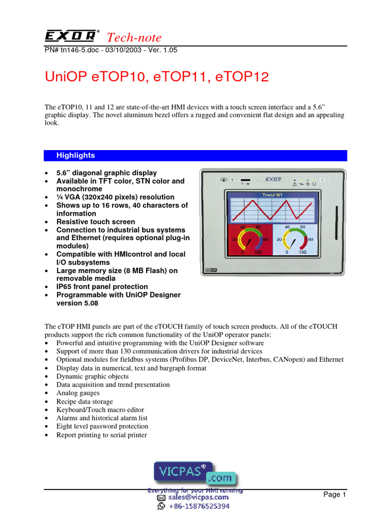 Uniop Etop10, Etop11, Etop12: Tech-Note | PDF | Liquid Crystal Display ...