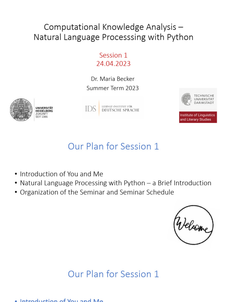 Session 1 | PDF | Part Of Speech | Information Science