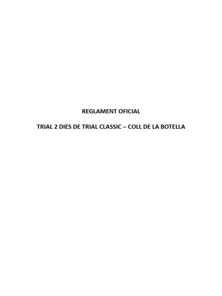 Reglament Trial Classic.2023 | PDF