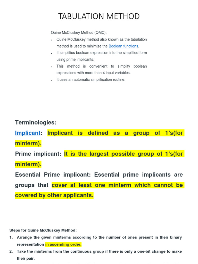 14 Tabulation Method | Download Free PDF | Algebra | Theory Of Computation