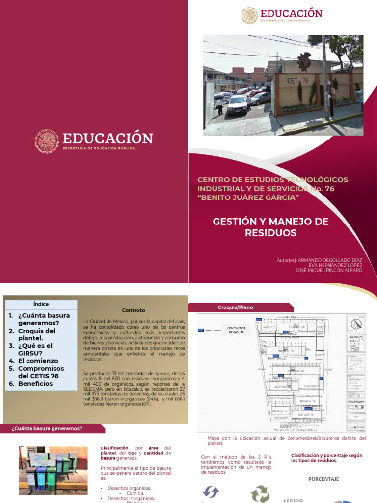 Folleto Manejo de Residuos CETIS 76 | PDF | Residuos | Reciclaje