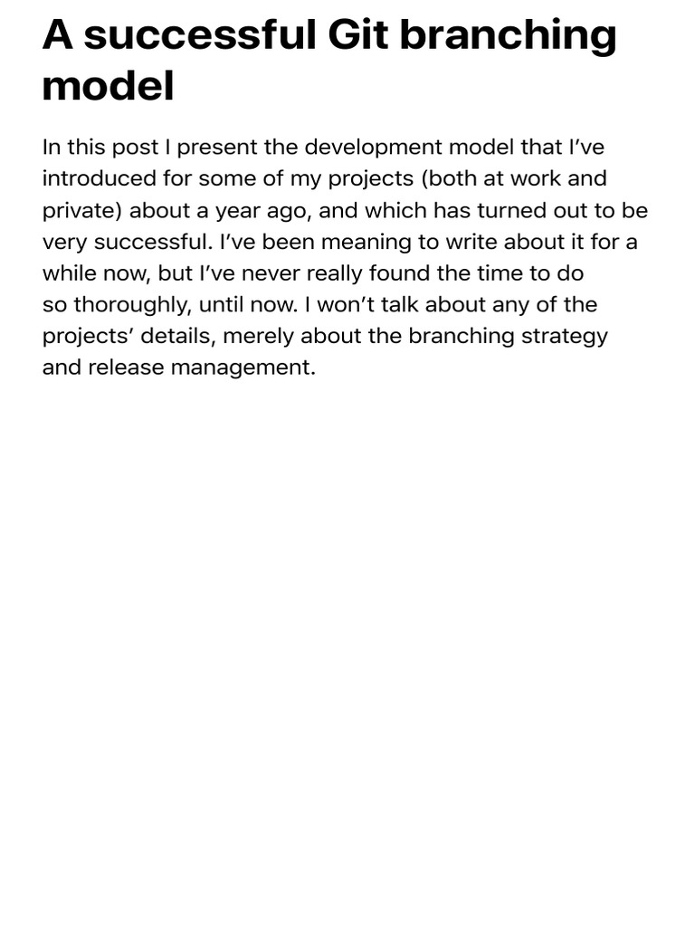 A Successful Git Branching Model Pdf Computing Software Engineering
