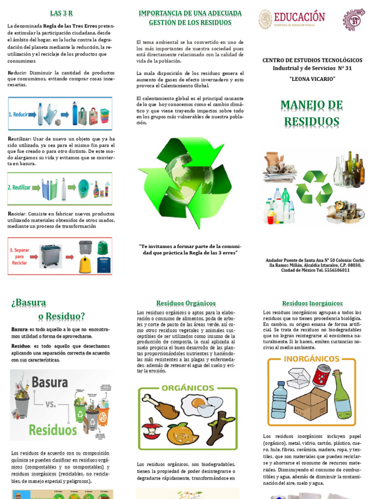 C-031 - Folleto Gestion de Residuos | PDF | Residuos | Reciclaje