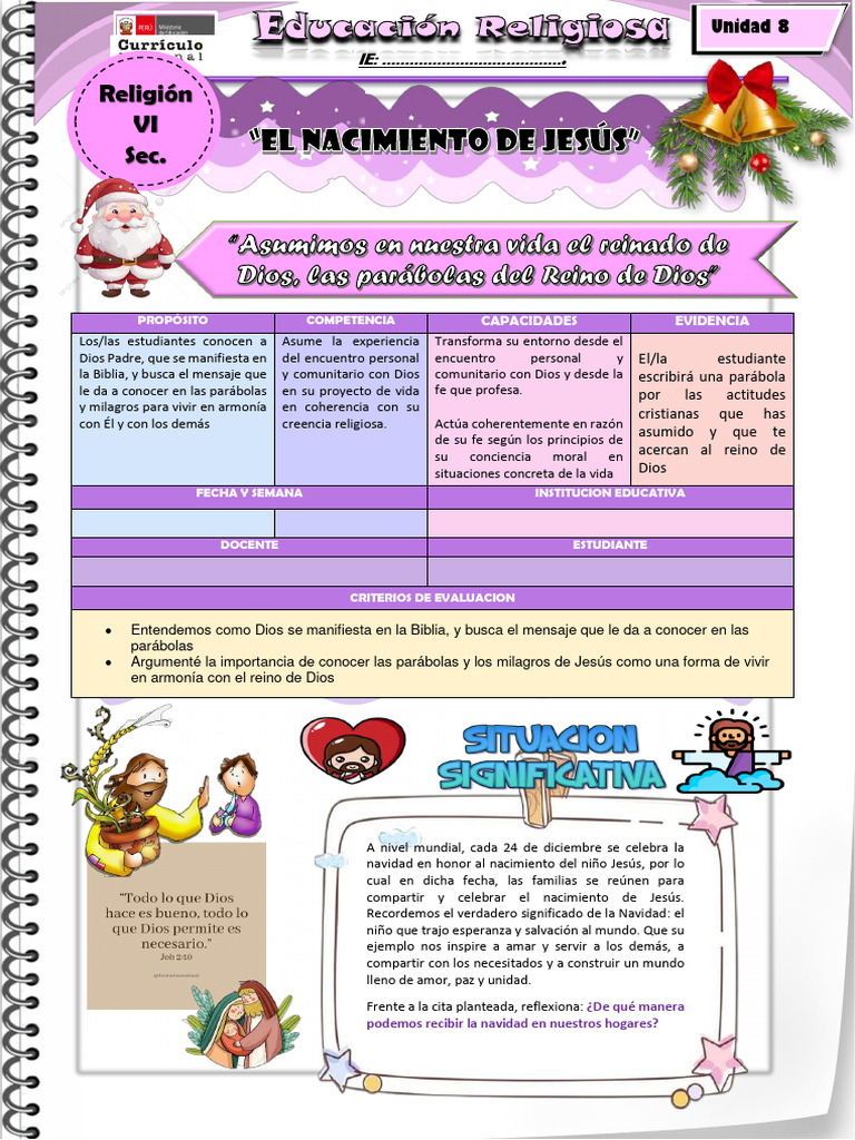 Ficha de Actividad Religion Vi-Semana 1 Uni 8 | PDF