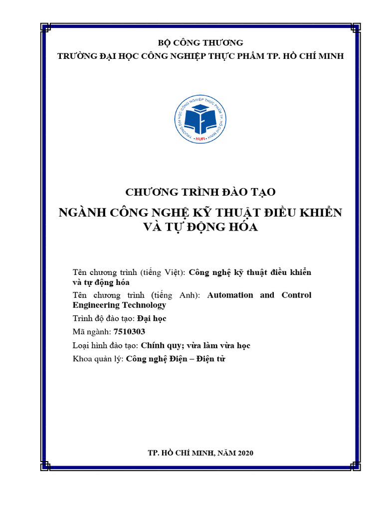 CTDT Nganh CNKT Dieu Khien Va Tu Dong Hoa | PDF