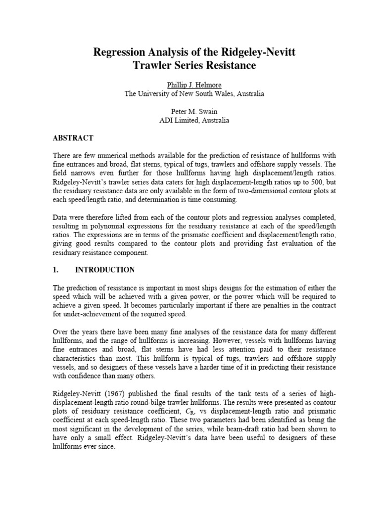 Phillip J. Helmore - Regression Analysis of The Ridgeley-Nevitt Trawler ... Phillip J. Helmore - Regression Analysis of The Ridgeley-Nevitt Trawler ...