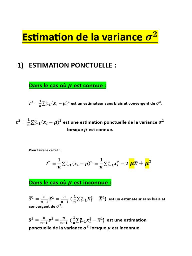 Estimation de La Variance σ2 | PDF
