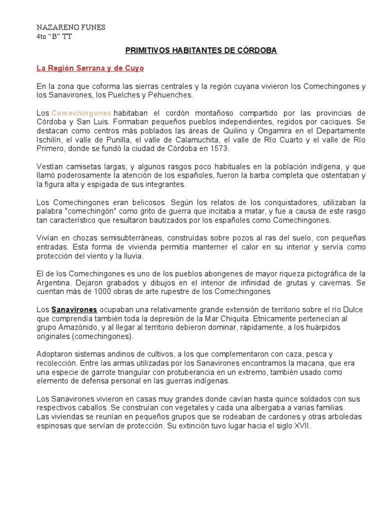 Primitivos Habitantes de Córdoba | PDF | Gente indígena | Pueblos ...