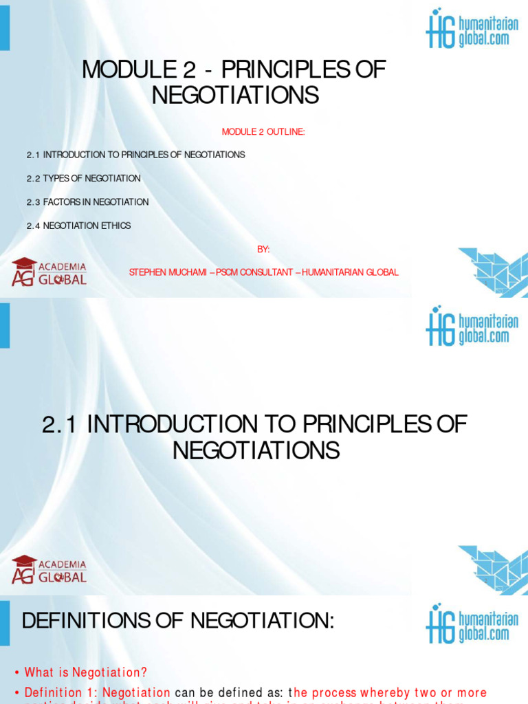 Module 2 - Principles of Negotiations | PDF | Negotiation | Procurement