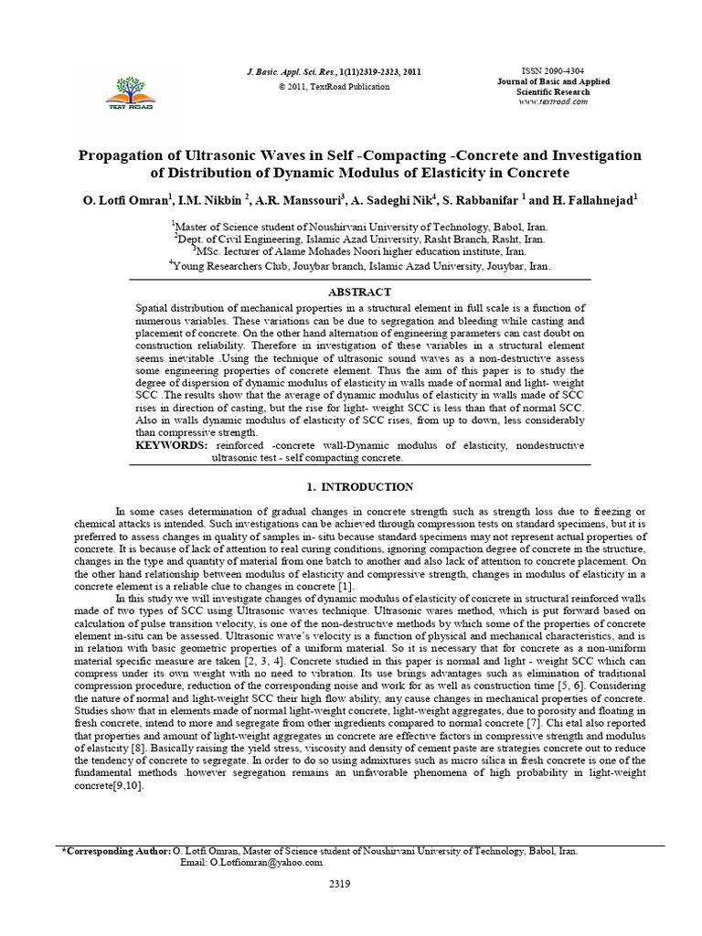 Propagation of Ultrasonic Waves in Self - Compacting - Concrete and Investigation of ...