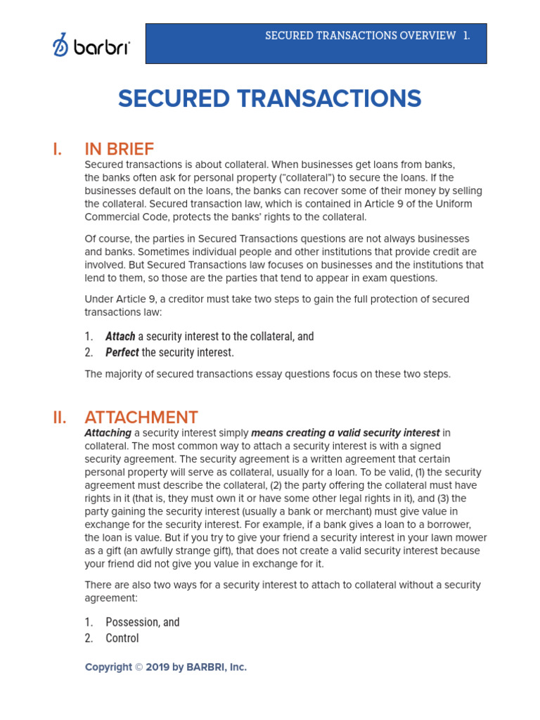Secured Transactions Overview | PDF | Security Interest | Interest