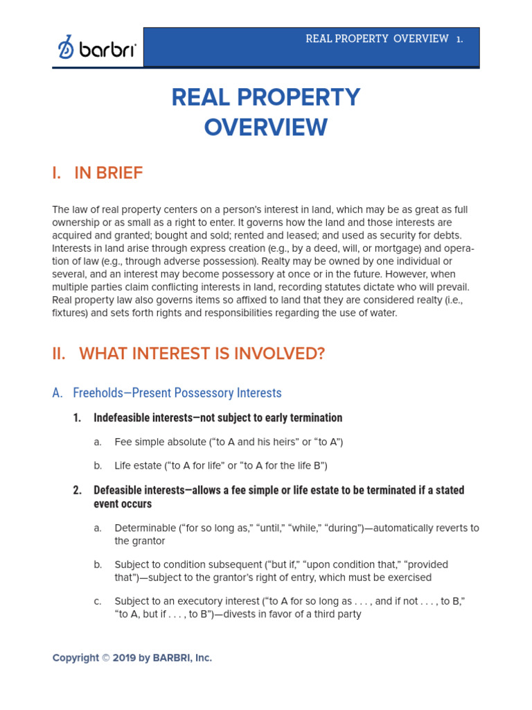 Real Property Overview | PDF | Mortgage Law | Concurrent Estate