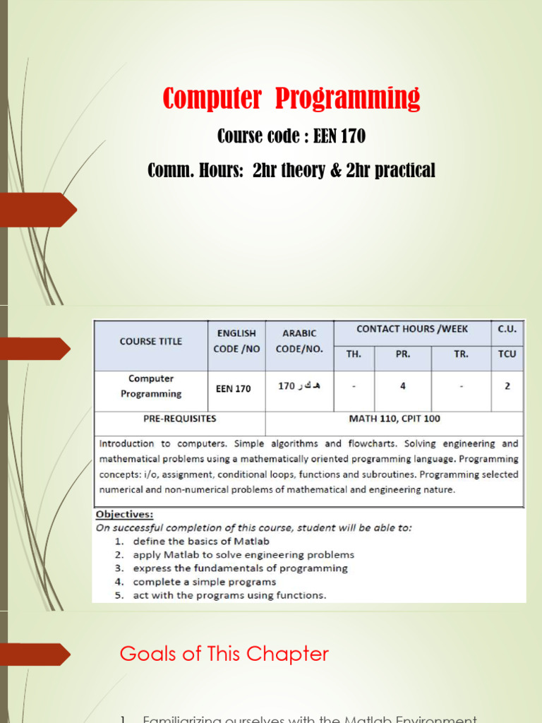 Chapter 1 | PDF | Matlab | Reserved Word