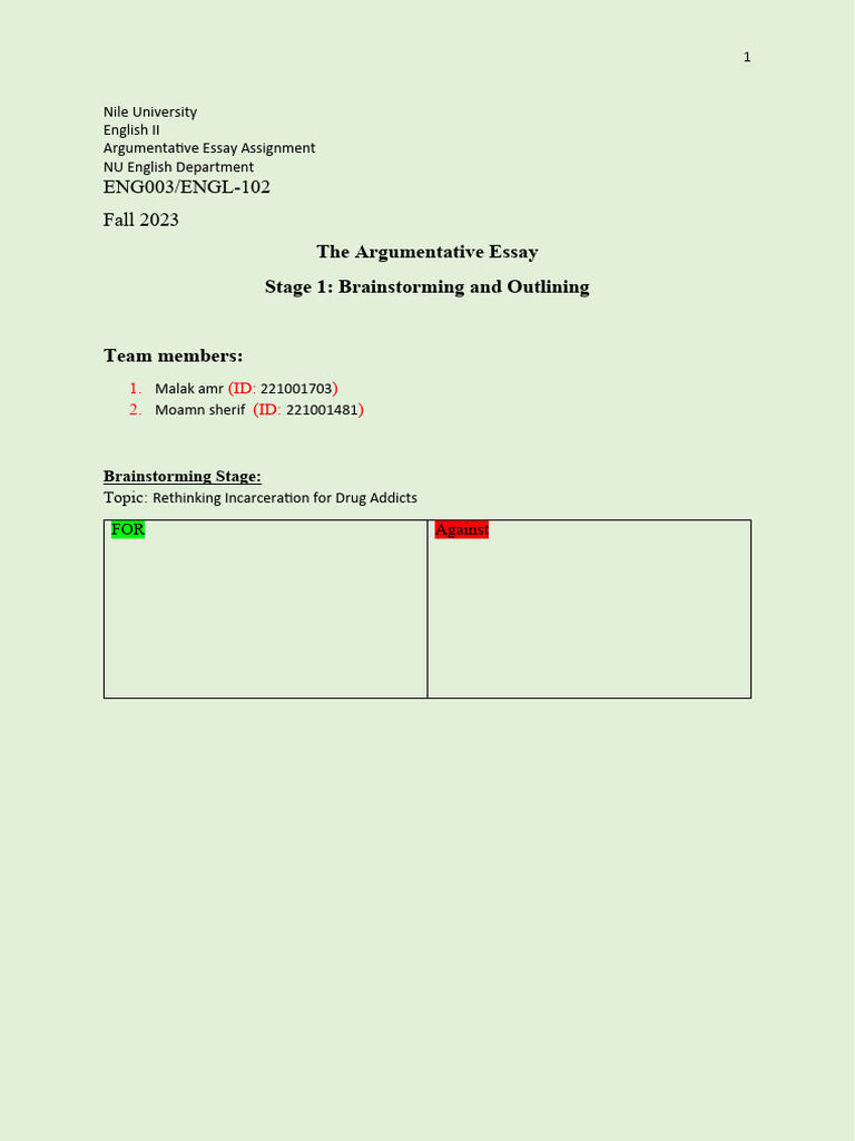 Argumentative Essay Outline, Sources and Excerpts Assignment | PDF ...