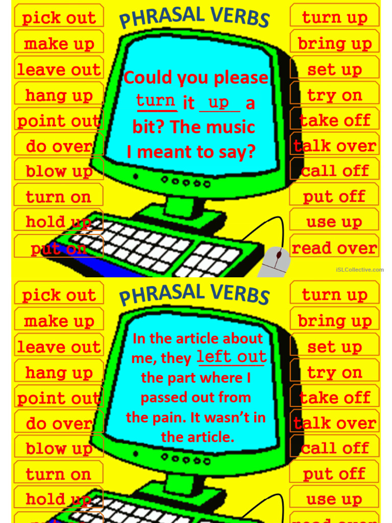 Phrasal Verbs Computer Game (Template) | PDF