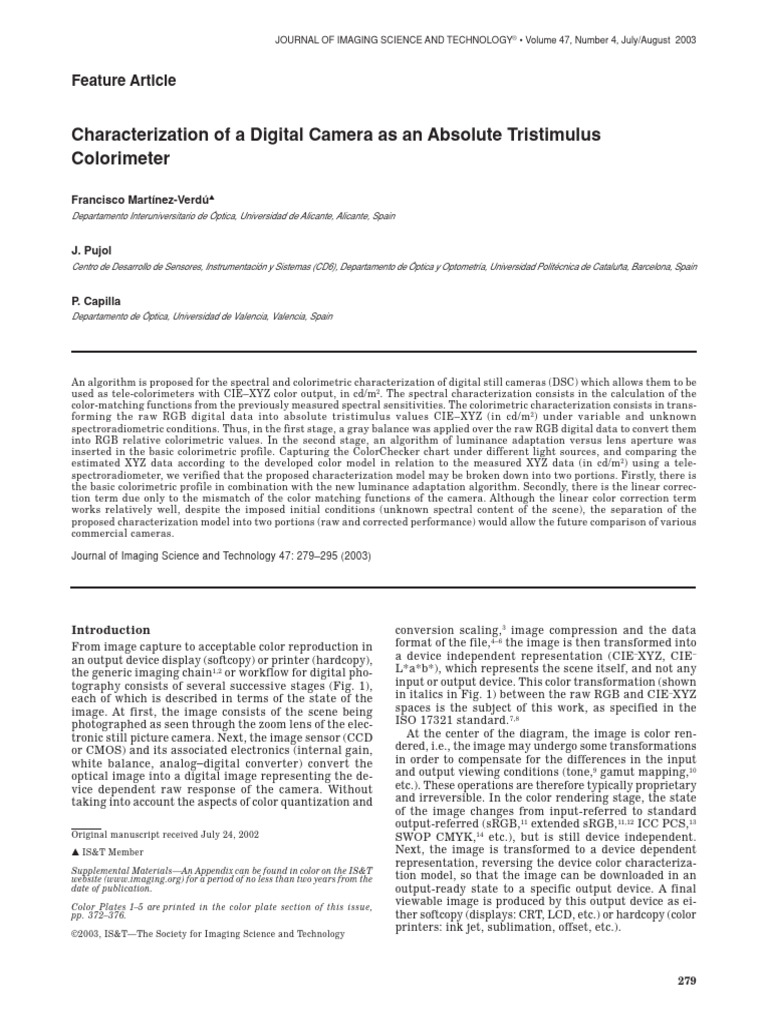 Characterization of A Digital Camera As | PDF | Color Balance | Color