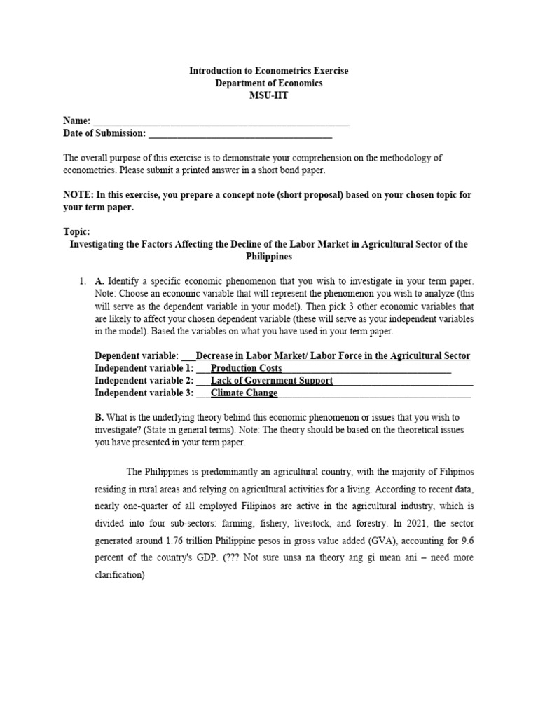 Intro To Econometrics Exercise 2 | PDF