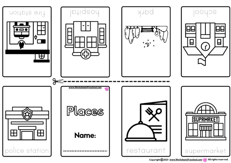 Public Places Worksheet for Kids | PDF