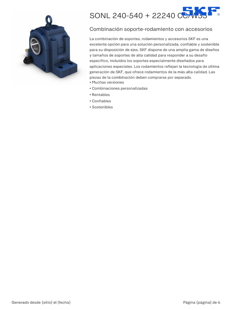 SKF SONL 240-540 + 22240 CC - W33 Specification | PDF | Red mundial | Internet y web