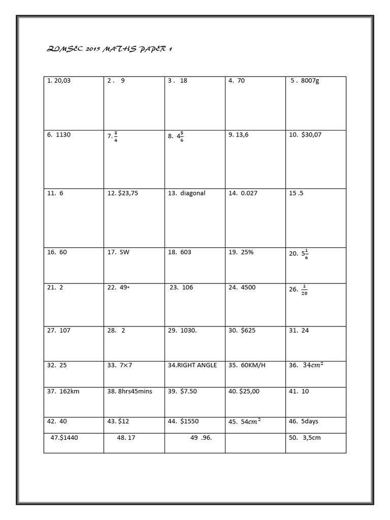 Zimsec 2015 Maths Paper 1 Pdf