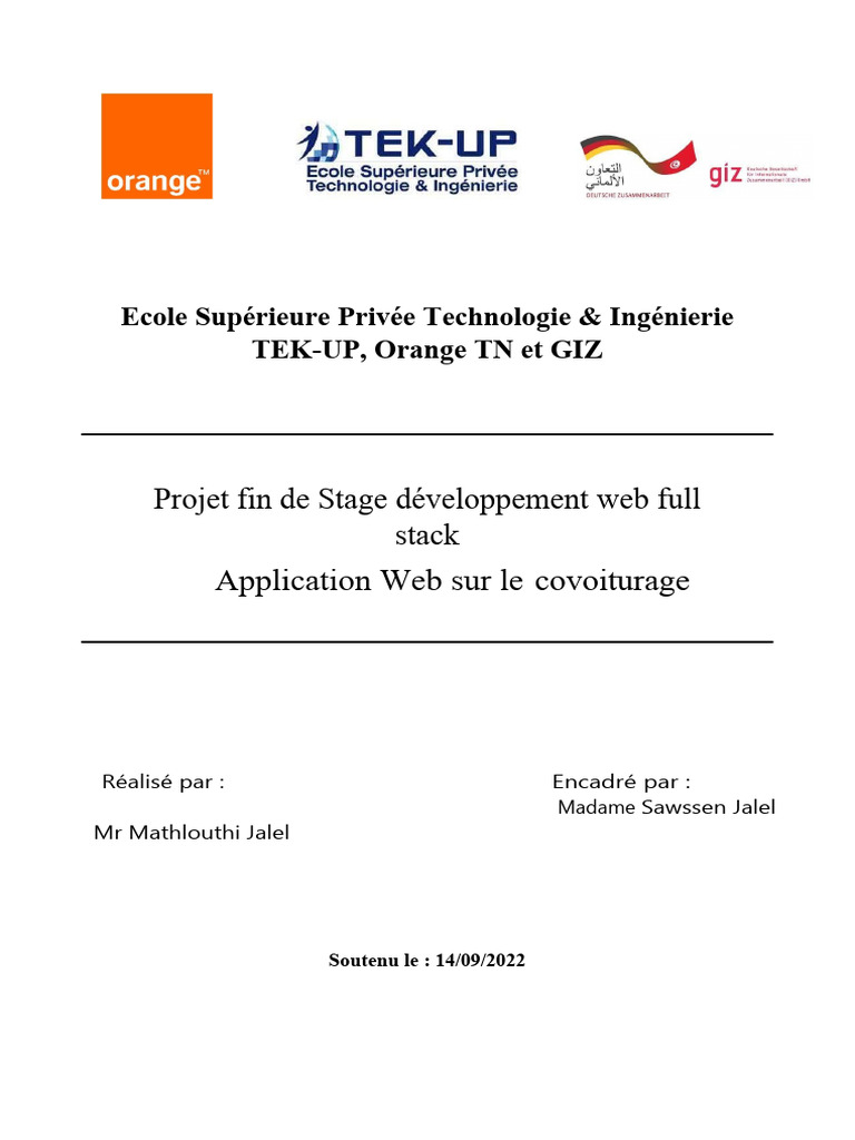 Rapport de Stage : Application Covoiturage | PDF | Transfert d'État ...