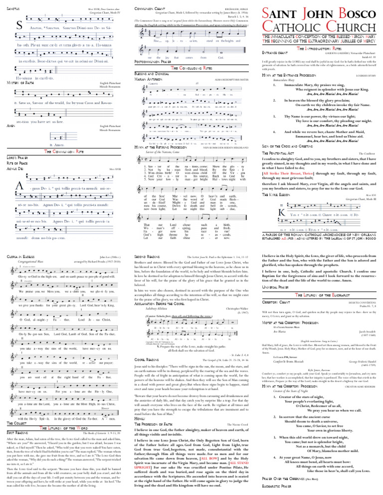Immaculate Conception Mass Guide | PDF | Mass (Liturgy) | God The Father