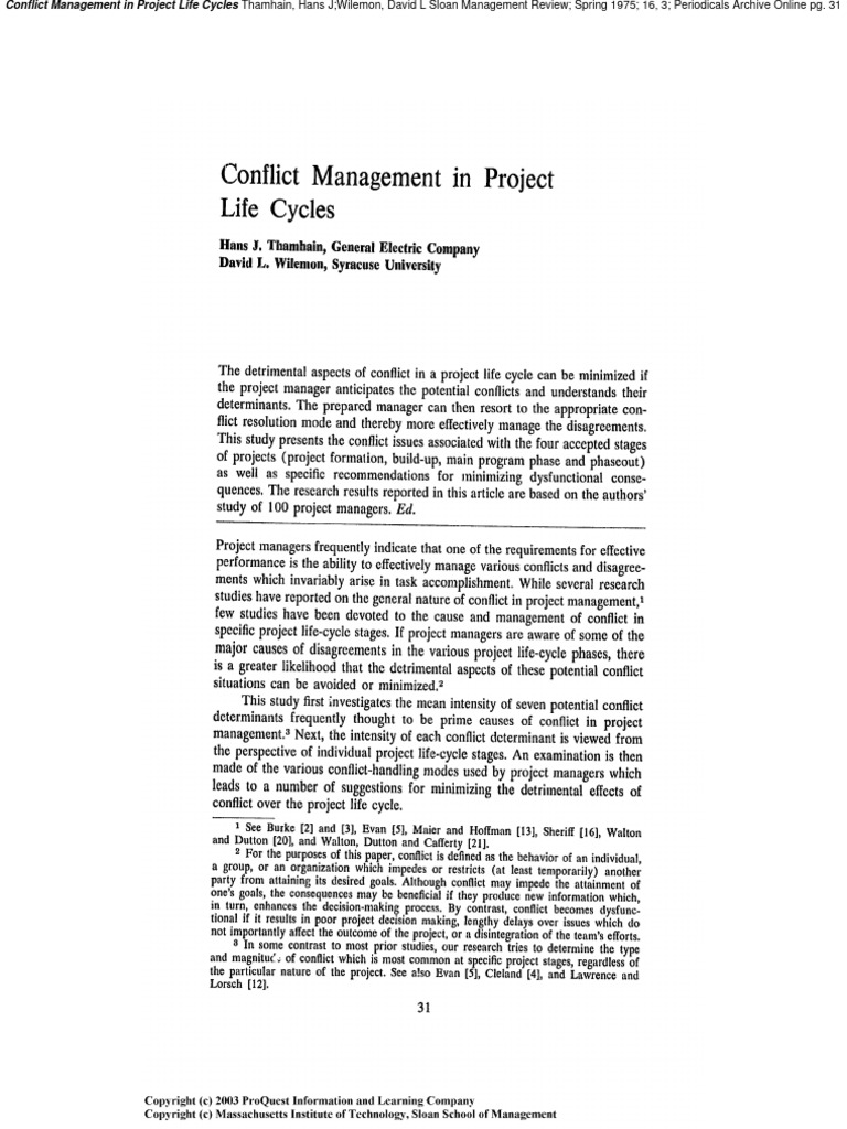Conflict Management in Project | PDF