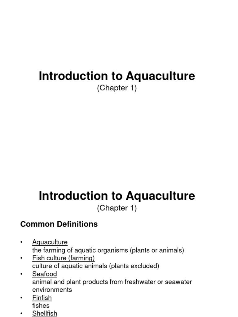 1 - Introduction | PDF | Aquaculture | Fishery