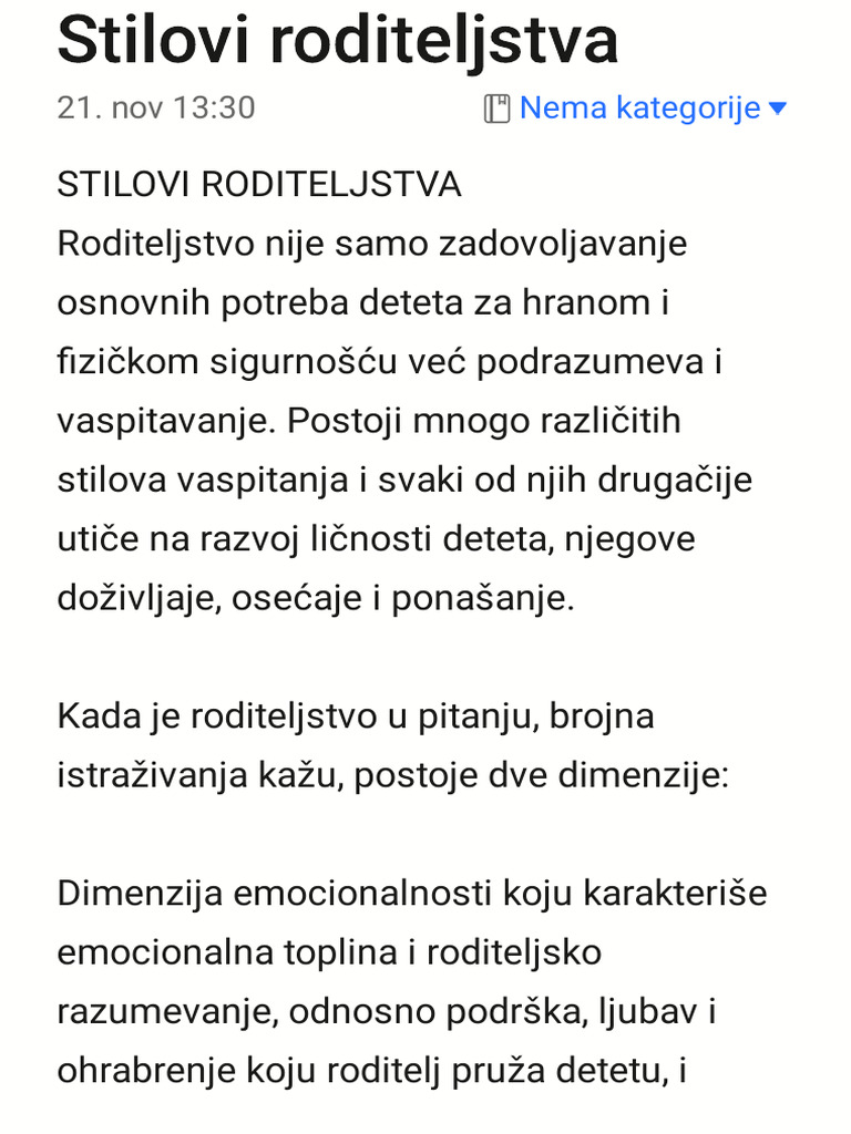 Stilovi Roditeljstva. | PDF