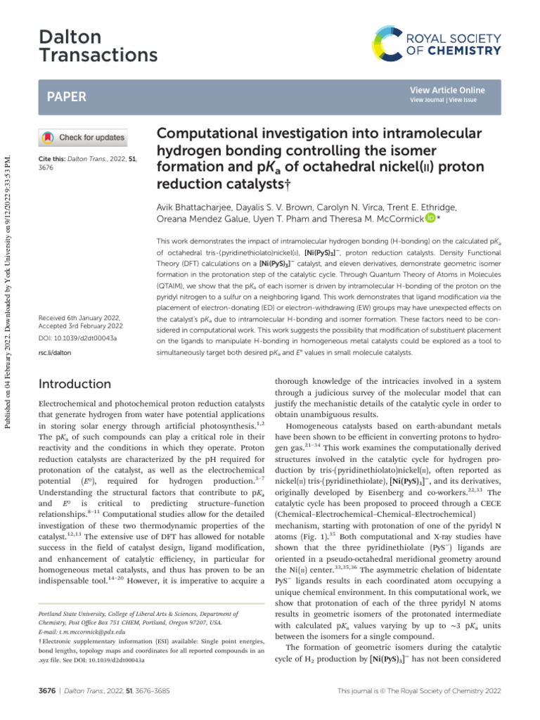 Dalton | PDF | Hydrogen Bond | Acid Dissociation Constant