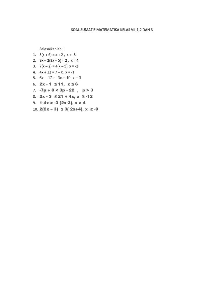 Soal Sumatif Matematika Kelas Vii | PDF | Teaching Methods & Materials | Computers