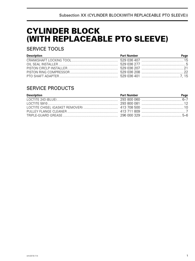 Cylinder Block with Replaceable PTO Sleeve | PDF | Piston | Bearing ...